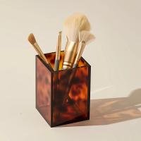 China New Design Tortoiseshell-colored Acrylic Makeup Brush Holder Desktop Storage Box for Cosmetic for sale