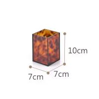 China New Design Tortoiseshell-colored Acrylic Makeup Brush Holder Desktop Storage Box for Cosmetic for sale