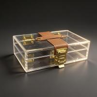 China Factory Custom Modern Acrylic Transparent Portable Jewelry Storage Gift Box with Display Stand Metal Clasp for sale