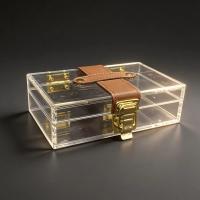 China Wholesale Acrylic Portable Gift Box Advanced Jewelry Storage with Metal Switch Leather Strap for Gifts Storage for sale