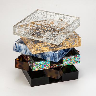 China Luxury New Product Ink-washed Pattern Acrylic Storage Tray Advanced Classical Food Tray Customizable Perfume Organizer for sale