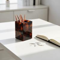 China New Design Acrylic Hawksbill Color Pen Case Open Top Student Stationery Cosmetic Brush Storage for Office Desktop for sale