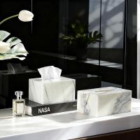 China Wholesale Luxury Modern Marble Tissue Paper Storage Box for Living Room Dining Tables Desktop for sale