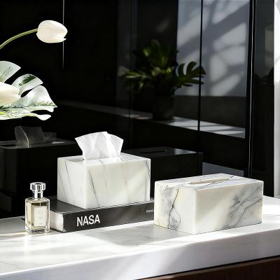 China Wholesale Luxury Modern Marble Tissue Paper Storage Box for Living Room Dining Tables Desktop for sale