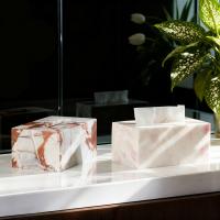 China Wholesale Luxury Modern Marble Tissue Paper Storage Box for Living Room Dining Tables Desktop for sale