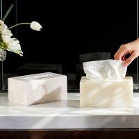 China Wholesale Luxury Modern Marble Tissue Paper Storage Box for Living Room Dining Tables Desktop for sale