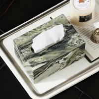 China Wholesale Luxury Modern Marble Tissue Paper Storage Box for Living Room Dining Tables Desktop for sale