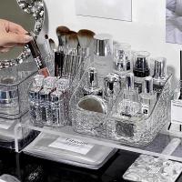 China High-End Light Luxury Makeup Brush Organizer Plastic Modern Minimalist Lipstick Skincare Desk Pen Holder Box Storage Rack for sale