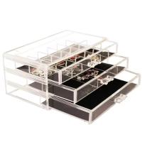 China High Quality Multifunction Plastic Jewelry Storage Box Cosmetic Organizer with Drawers for Storage and Display for sale