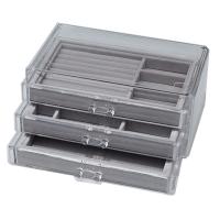China Modern Acrylic Velvet Jewelry Organizer Rectangle 3-Drawer Stackable Display Storage Tray for Earrings Necklace for sale