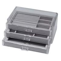 China Hot Selling Retro Fashion Artwork Gray Velvet Transparent Acrylic Drawer Accessories Earrings Rings Storage Box for sale