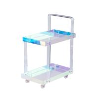 China Custom Double-Layer Acrylic Trolley for Bathroom Storage Kitchen & Food Use Dazzling Moving Car with Spice Features for sale