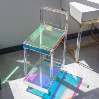 China Custom Double-Layer Acrylic Trolley for Bathroom Storage Kitchen & Food Use Dazzling Moving Car with Spice Features for sale