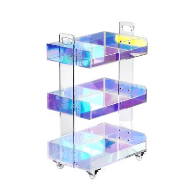 China Modern Acrylic Rolling Bar Cart End Table Foldable Functional Design Home Kitchen Wardrobe Bathroom Stainless Steel-for Food Use for sale