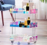 China Modern Acrylic Rolling Bar Cart End Table Foldable Functional Design Home Kitchen Wardrobe Bathroom Stainless Steel-for Food Use for sale