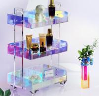 China Modern Acrylic Rolling Bar Cart End Table Foldable Functional Design Home Kitchen Wardrobe Bathroom Stainless Steel-for Food Use for sale