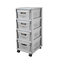 China Nordic Movable Plastic 4-Layer Storage Cabinet Drawer-Type Toys Storage Organizer Drawer Cart with Wheels for sale