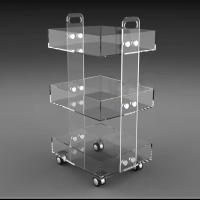China New Design Factory Customized Assembly Rolling Clear Lucite Perspex Food Trolleys Acrylic Storage Carts with Wheels for sale
