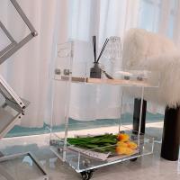 China New Design Factory Customized Assembly Rolling Clear Lucite Perspex Food Trolleys Acrylic Storage Carts with Wheels for sale