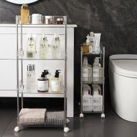 China Trolley Storage Rack Transparent Multi-floor Movable Living Room Kitchen Household Bathroom Debris Storage Rack for sale