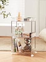 China Trolley Storage Rack Transparent Multi-floor Movable Living Room Kitchen Household Bathroom Debris Storage Rack for sale