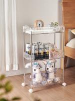 China Trolley Storage Rack Transparent Multi-floor Movable Living Room Kitchen Household Bathroom Debris Storage Rack for sale