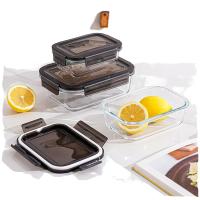 China Wholesale Modern High Borosilicate Glass Bento Lunch Box Set Microwave Safe Food Storage Container for Kitchen for sale