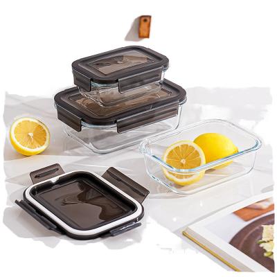 China Wholesale Modern High Borosilicate Glass Bento Lunch Box Set Microwave Safe Food Storage Container for Kitchen for sale