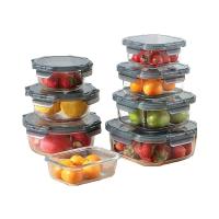 China High Quality Kitchen Food Storage Container Set Transparent Food Grade Safe Glass Organizers with Flip Top Lids for sale