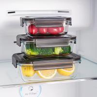 China High Quality Kitchen Food Storage Container Set Transparent Food Grade Safe Glass Organizers with Flip Top Lids for sale