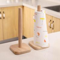 China Kitchen Paper Towel Rack Roll Paper Cling Film Lazy Rag Storage Rack Creative Vertical Wooden Storage Shelf for sale