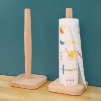China Kitchen Paper Towel Rack Roll Paper Cling Film Lazy Rag Storage Rack Creative Vertical Wooden Storage Shelf for sale