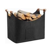 China Felt Wood Tote Bag Non-woven Wood Thickened Storage Bag Fireplace Felt Match Storage Basket for sale