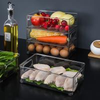 China Refrigerator Organizer Plastic Kitchen Drawer Organizer Frozen Food Grade PET sealed Large Capacity Transparent Crisper for sale