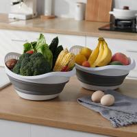 China Innovative Household Collapsible Plastic Drain Basket for Kitchen Living Room Silicone Fruit Vegetable Basket Food Drain Basket for sale