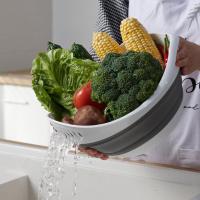 China Innovative Household Collapsible Plastic Drain Basket for Kitchen Living Room Silicone Fruit Vegetable Basket Food Drain Basket for sale