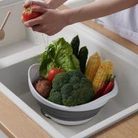China Innovative Household Collapsible Plastic Drain Basket for Kitchen Living Room Silicone Fruit Vegetable Basket Food Drain Basket for sale