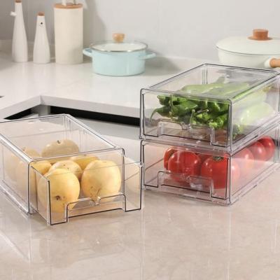 China Hot Selling Food Grade Refrigerator Fresh Keeping Box Plastic Transparent Food Fruit Vegetable Storage Box for sale