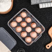 China Transparent Acrylic 12-Grid Egg Storage Box with Lid Clear Refrigerator Organizer for Chicken Duck Eggs Kitchen Food Container for sale