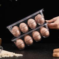 China Transparent Acrylic 12-Grid Egg Storage Box with Lid Clear Refrigerator Organizer for Chicken Duck Eggs Kitchen Food Container for sale