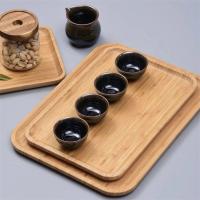 China Bamboo and Wood Tray Household Rectangular Tabletop Snack Storage Tray Japanese Wooden Tea Set Teacup Storage Tray for sale