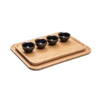 China Bamboo and Wood Tray Household Rectangular Tabletop Snack Storage Tray Japanese Wooden Tea Set Teacup Storage Tray for sale