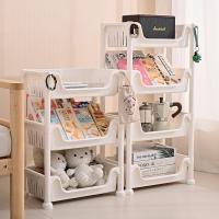 China Plastic Storage Shelf Simple Multi-layer Kitchen Bathroom Storage and Arrangement Shelf Floor Living Room Mobile Shelf for sale