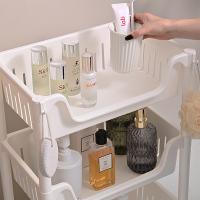 China Plastic Storage Shelf Simple Multi-layer Kitchen Bathroom Storage and Arrangement Shelf Floor Living Room Mobile Shelf for sale