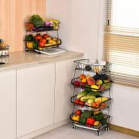 China New Design Four-Layer Rolling Pantry Snack Cart Metal Kitchen Organizer Fruit Snacks Food Storage Rack for sale
