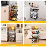 China New Design Four-Layer Rolling Pantry Snack Cart Metal Kitchen Organizer Fruit Snacks Food Storage Rack for sale