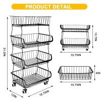 China New Design Four-Layer Rolling Pantry Snack Cart Metal Kitchen Organizer Fruit Snacks Food Storage Rack for sale