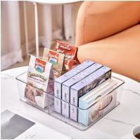 China Large Capacity Acrylic Sorting Box Clear Desktop Organizer with Card Dividers for Snacks Sundry Office Supplies for sale