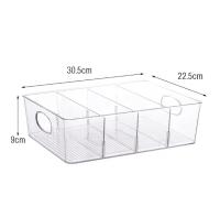 China Large Capacity Acrylic Sorting Box Clear Desktop Organizer with Card Dividers for Snacks Sundry Office Supplies for sale
