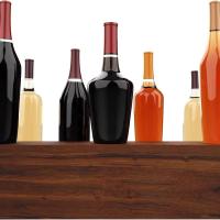 China Three Tier Vintage Wine Rack Solid Wood Stepped Display Cabinet for Wine Bottle Storage Home Bar Organizer for sale